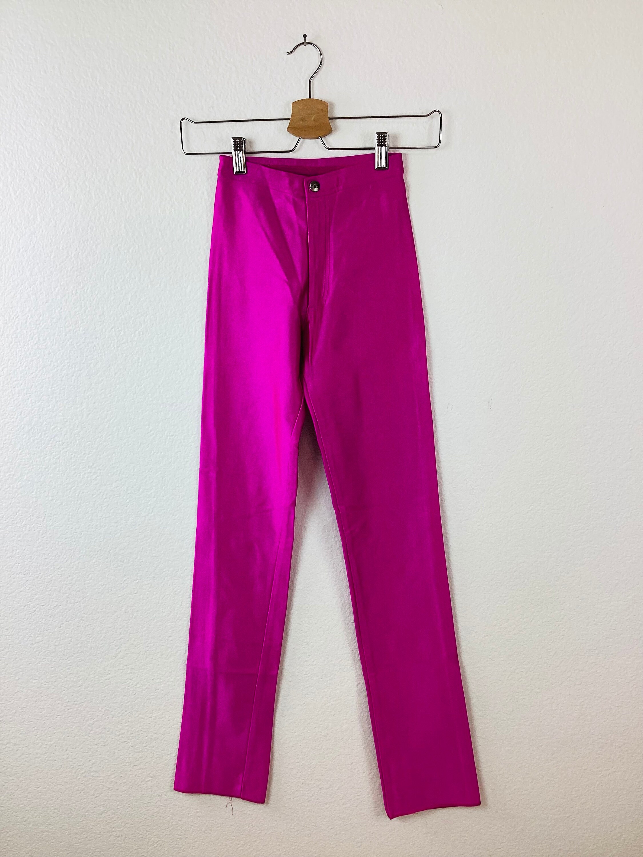 Vintage 1970s ELECTRIC Hot BARBIE PINK Stretchy Spandex Bojeangles Skin ...