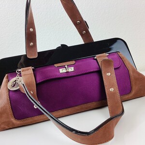 Vintage LANVIN PURPLE & BROWN Leather Acrylic Frame Top Handle Y2K Bag ...