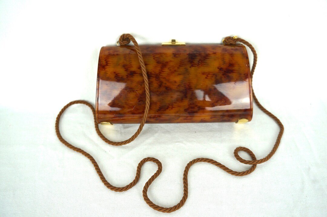 Vintage 1980s LUCITE Faux TORTOISE SHELL / Clutch / Handbag / Purse - Etsy
