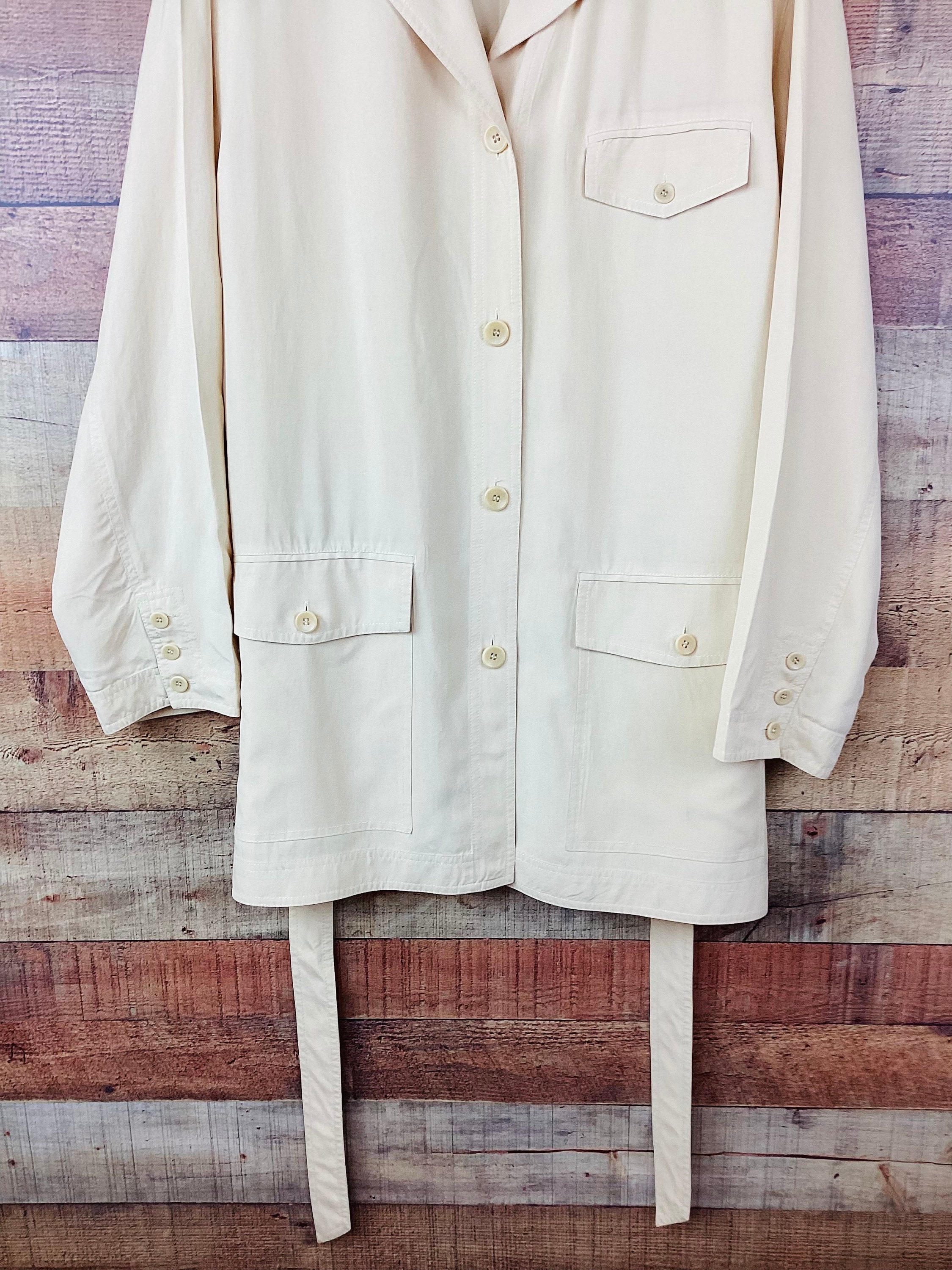 Vintage UNGARO MINIMALIST Cream SILK Loose Fit Slouchy Matte Silk ...