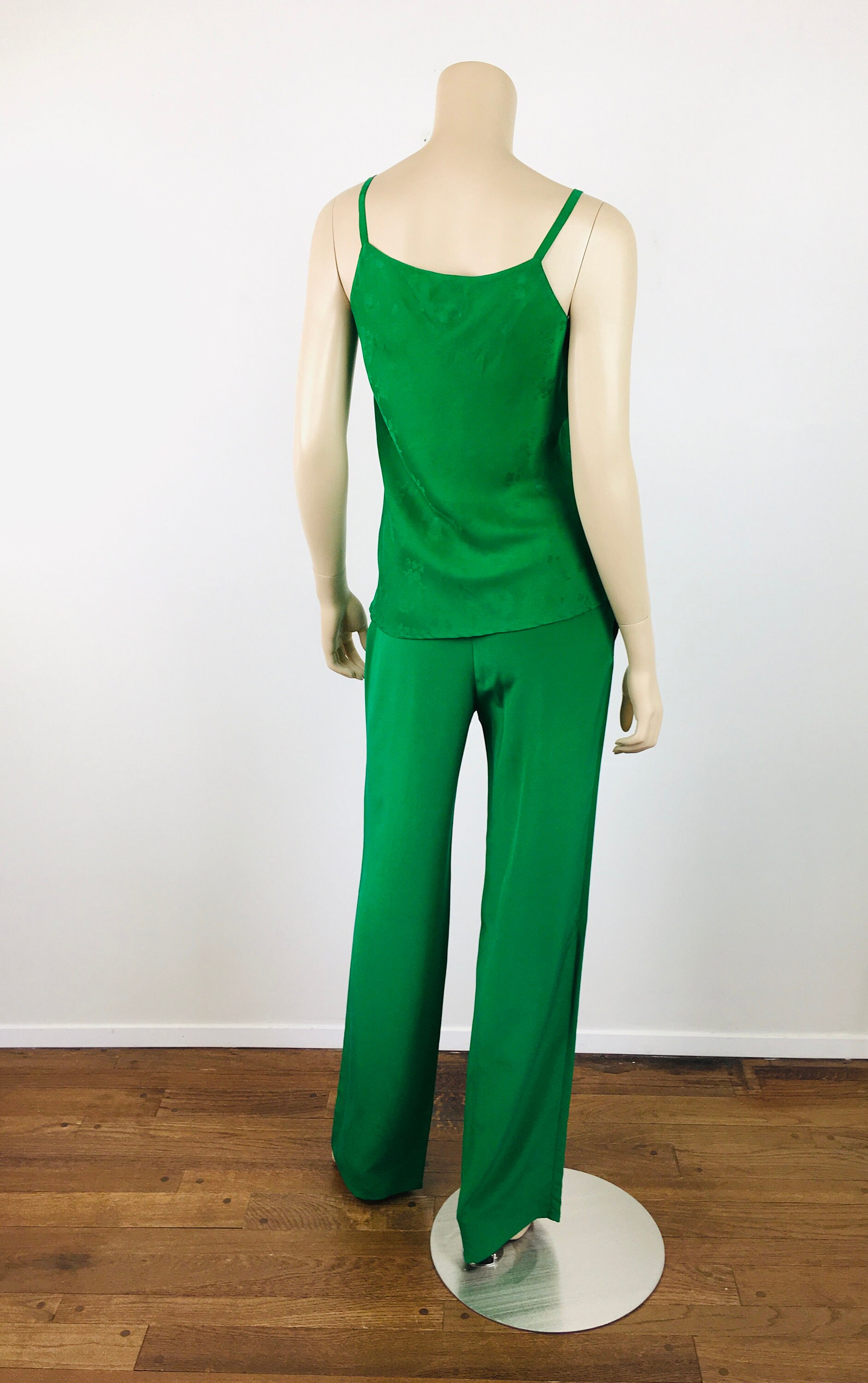 Vintage 1980s KELLY GREEN Bias Cut SILK Draped Cowl Neck Cami Top ...