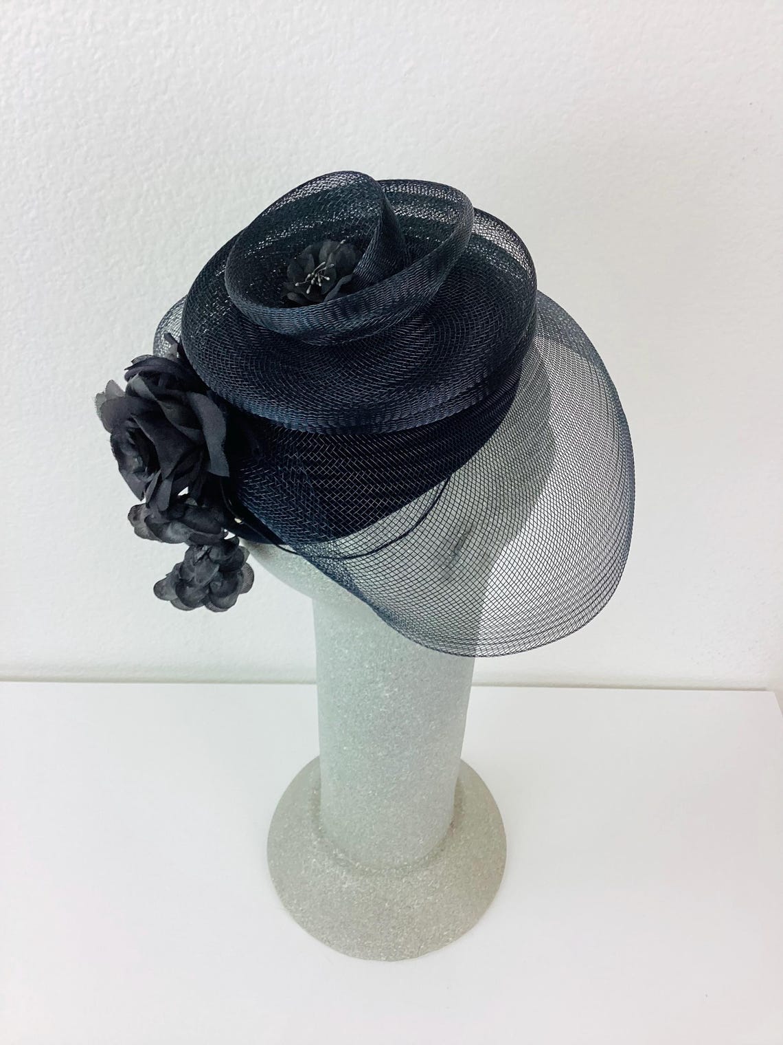 Vintage 1980s SCULPTURAL BLACK NET Hat With Veil by Neiman Marcus - Etsy