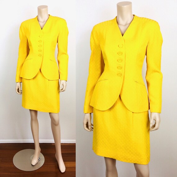 Vintage 1980s CHRISTIAN DIOR Yellow DIAMOND Pattern J… - Gem