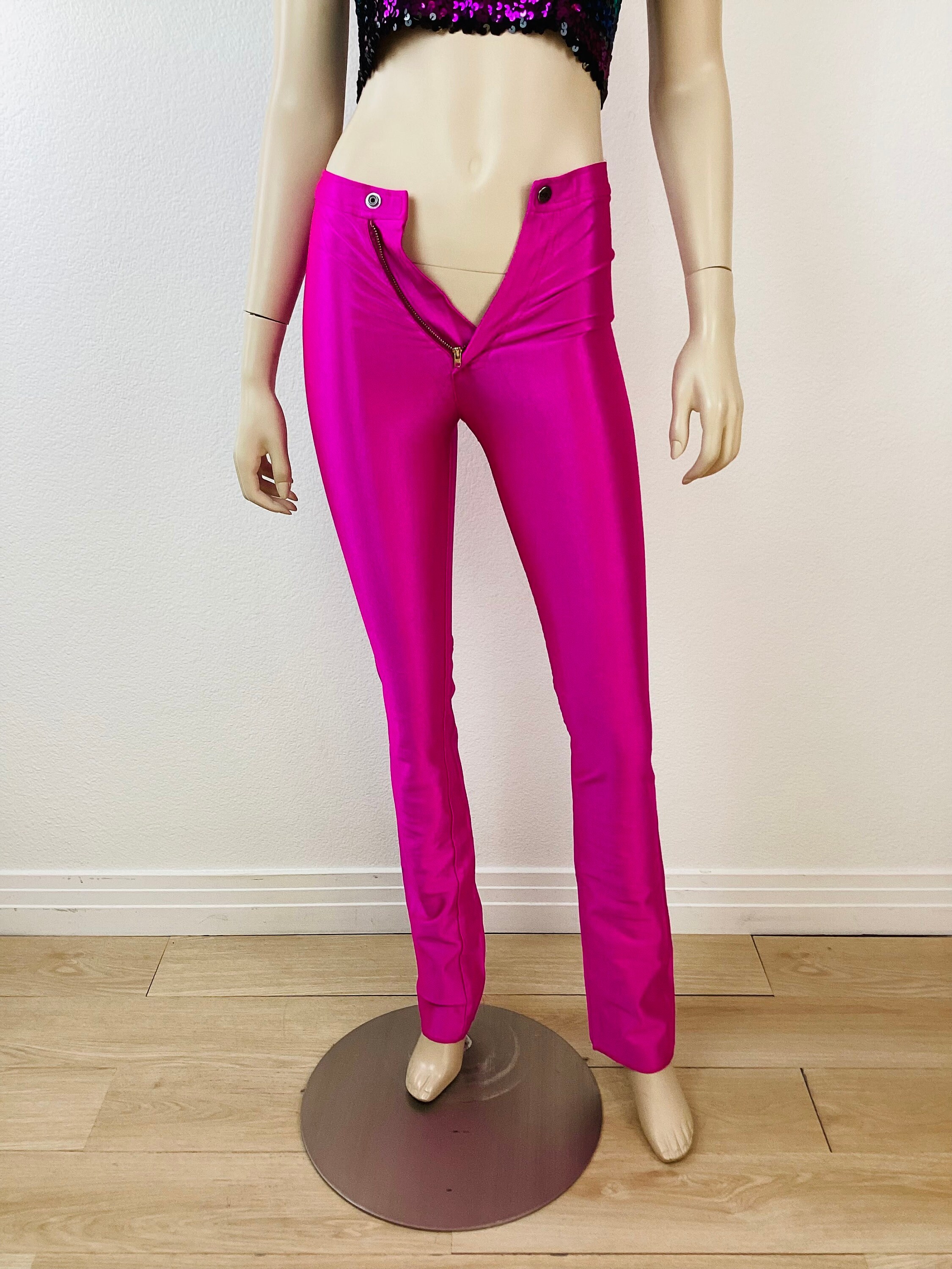 Vintage 1970s ELECTRIC Hot BARBIE PINK Stretchy Spandex Bojeangles Skin ...