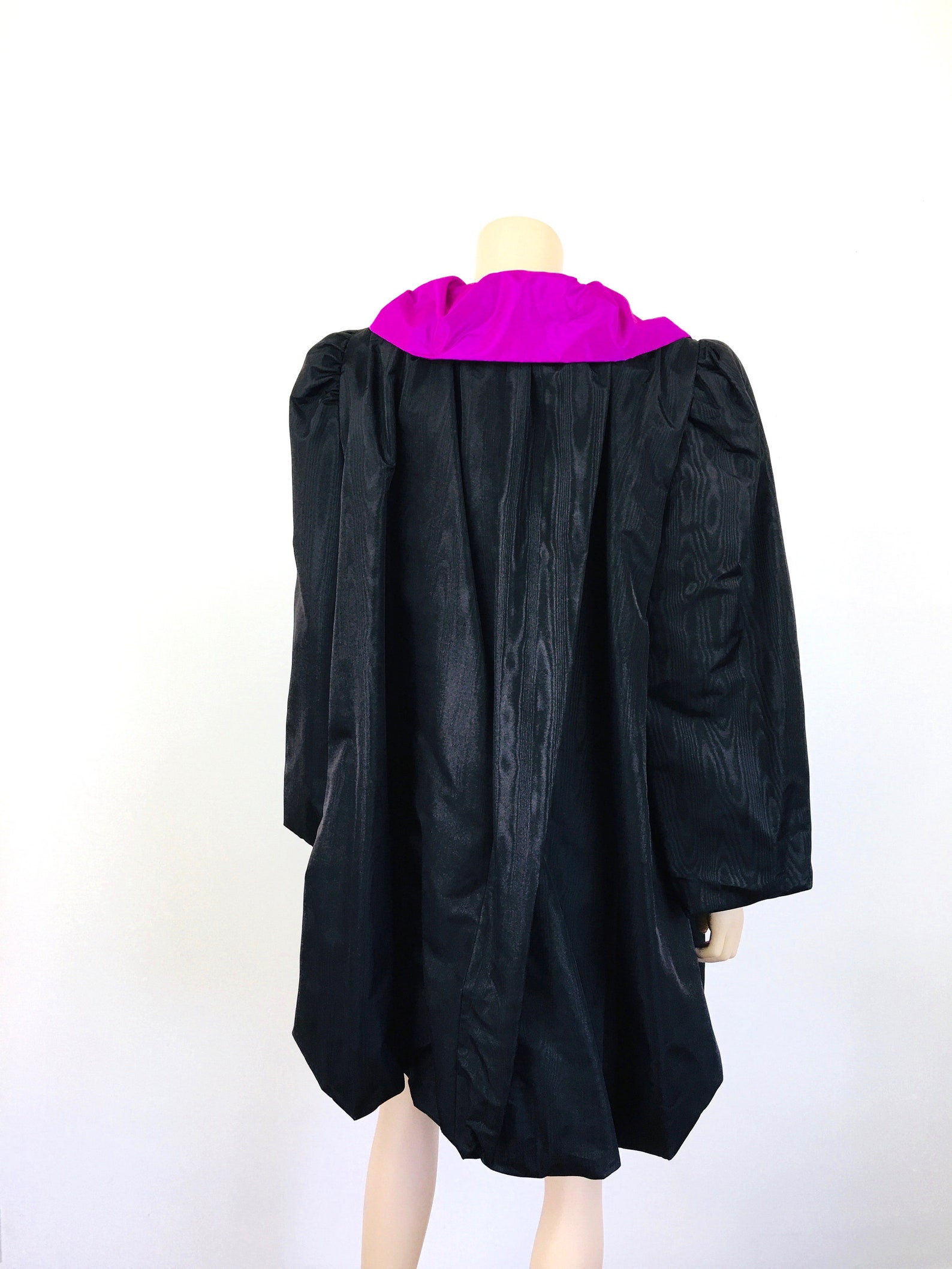 Vintage 1980s TAFFETA Pouffy BUBBLE DRESS Black & Fuchsia Puff Sleeve A ...