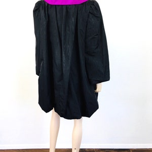 Vintage 1980s TAFFETA Pouffy BUBBLE DRESS Black & Fuchsia Puff Sleeve A ...