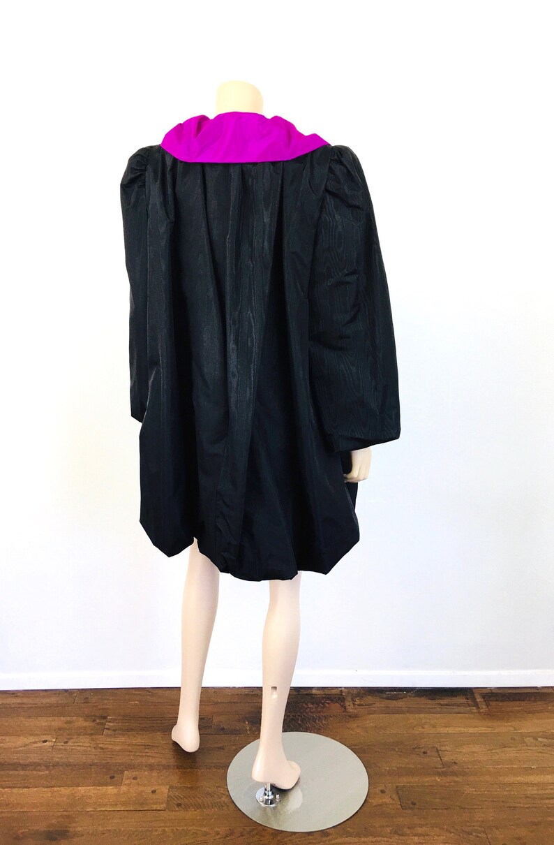 Vintage 1980s TAFFETA Pouffy BUBBLE DRESS Black & Fuchsia Puff Sleeve A ...