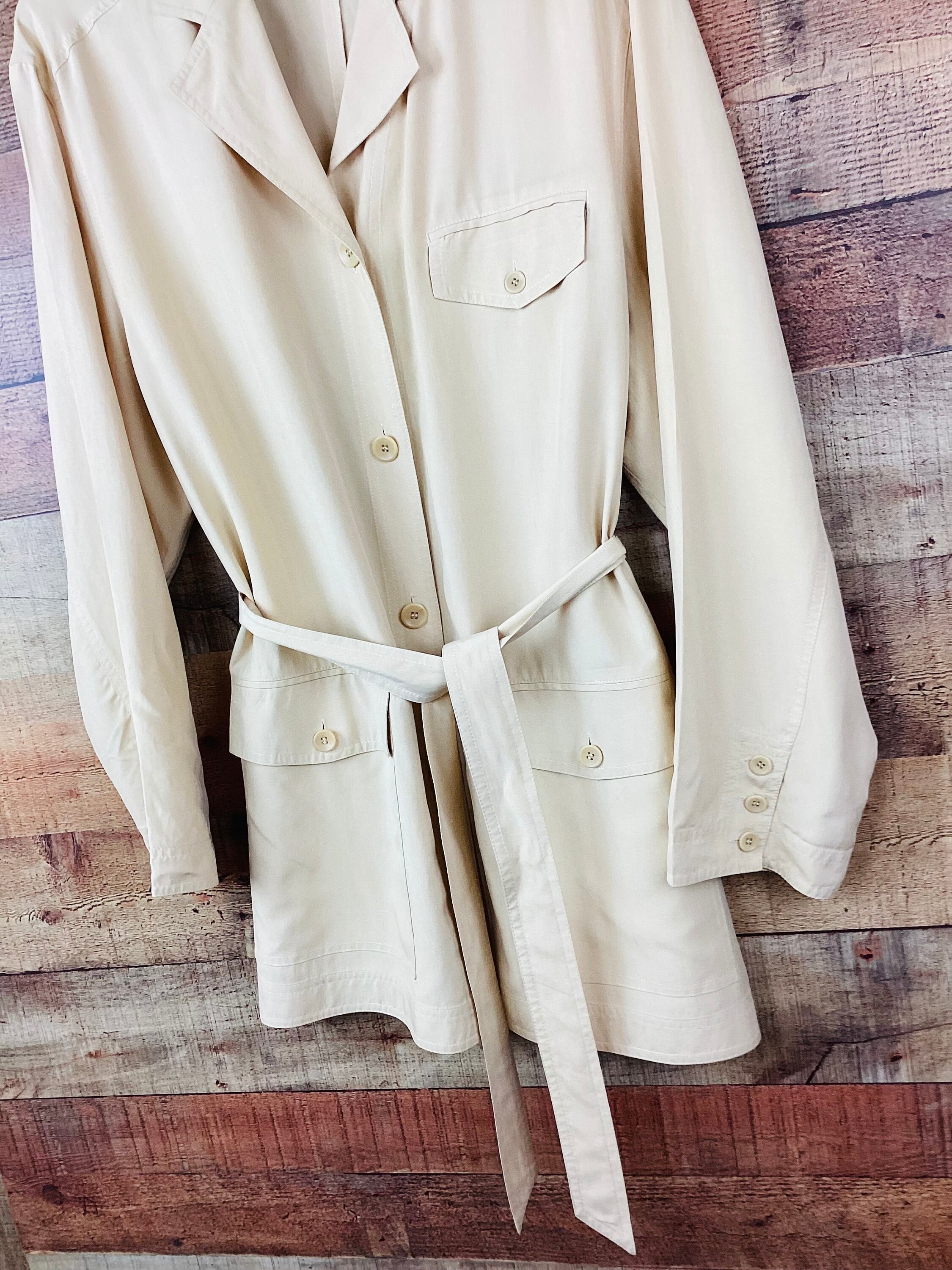 Vintage UNGARO MINIMALIST Cream SILK Loose Fit Slouchy Matte Silk ...