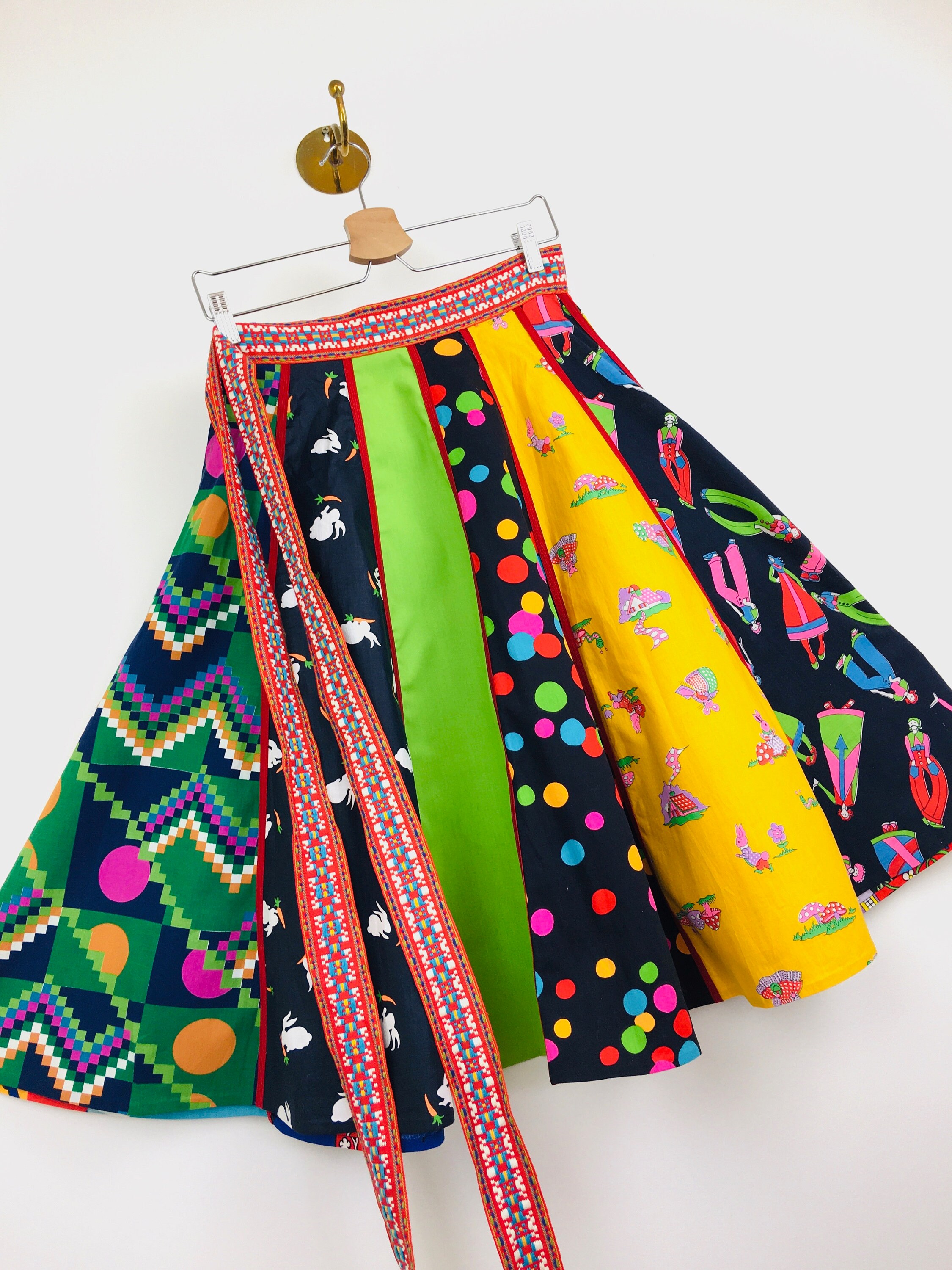 1970s Vintage PATCHWORK Panels SANT ANGELO Novelty Print Hippie / Boho ...