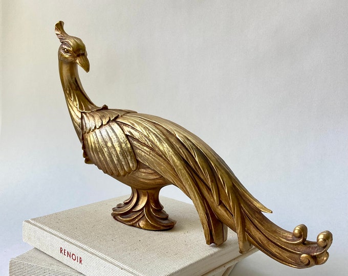 Mid Century Unmarked Syroco Gold Peacock, Vintage Pheasant Table ...