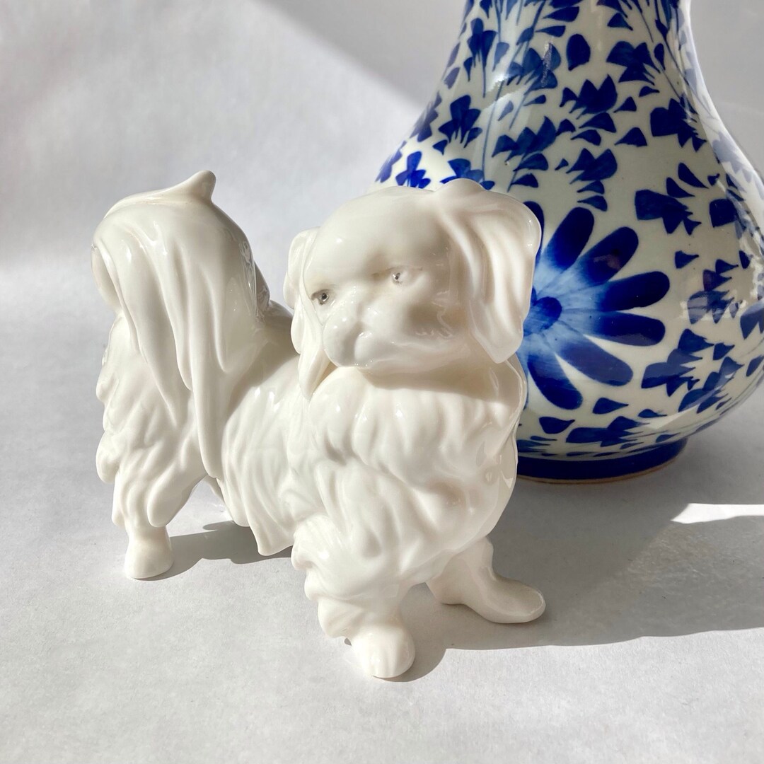 Vintage Ardalt Style White Pekingese Dog, Chinoiserie Decor, Grand ...