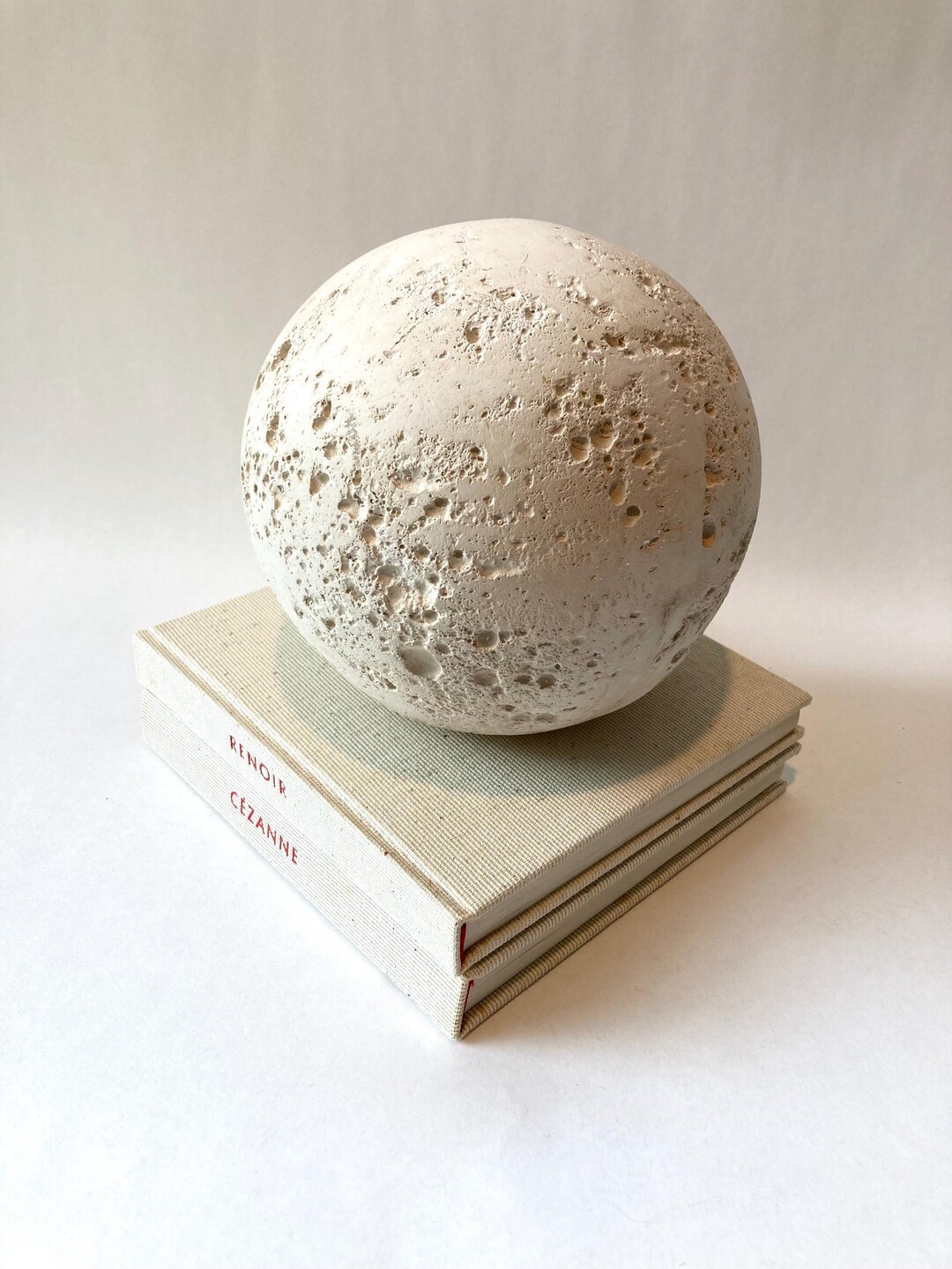 Large 6 Tall Vintage Jaru Style Cast Stone or Plaster Sphere, Post Modern, Neutral Minimal ...
