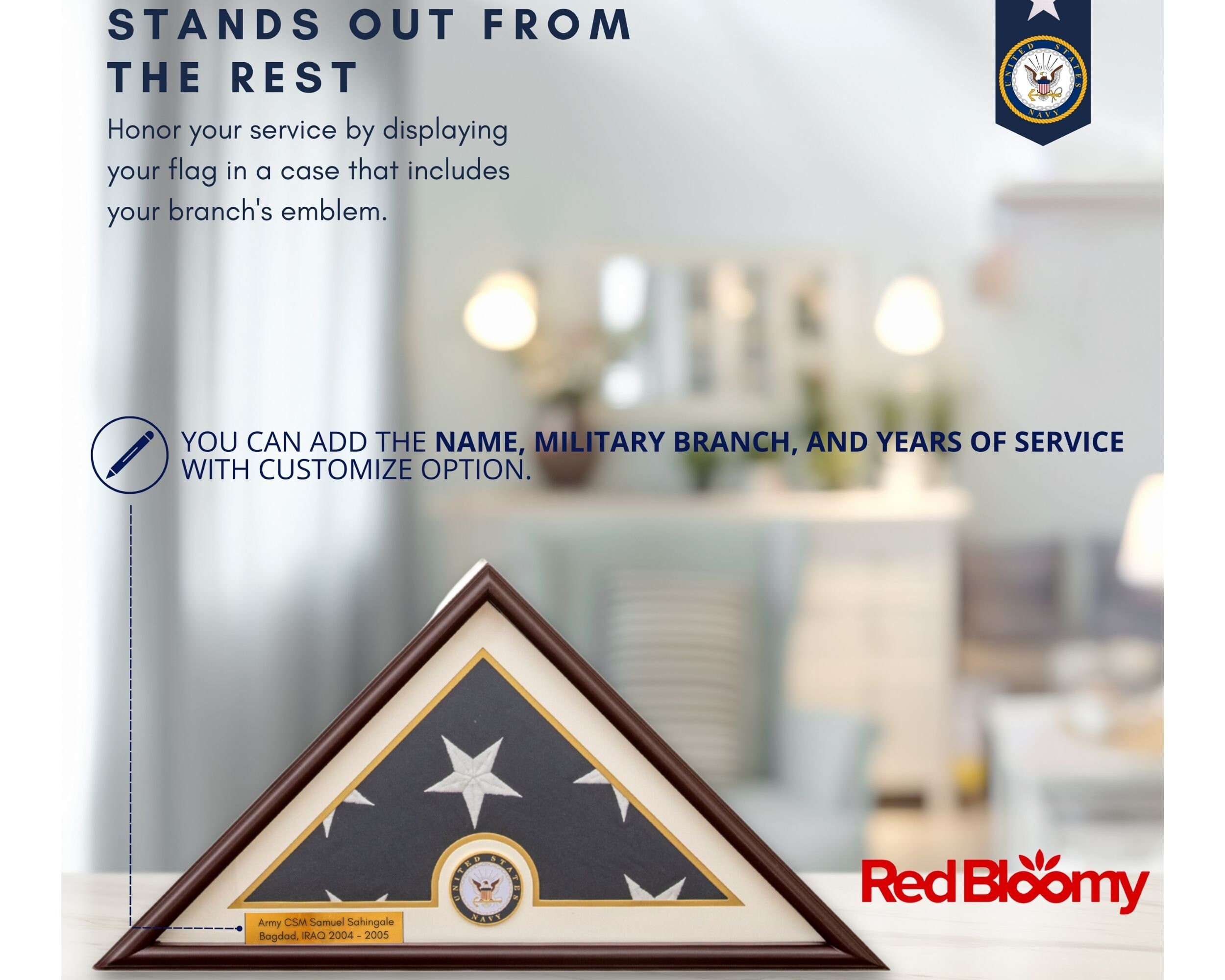 Custom Navy Flag Display Case, Personalized Soldier Gift, Veteran Gift ...
