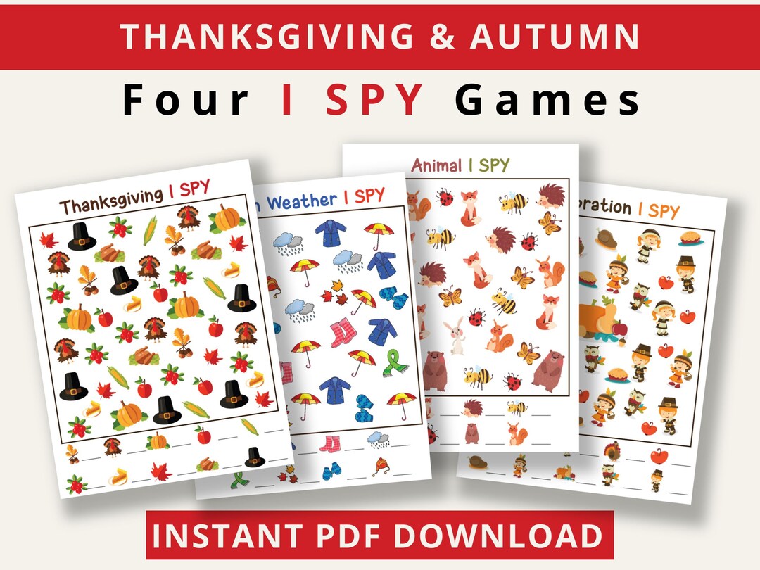 I Spy, Thanksgiving Fall Autumn Printable Pages, Kids Quiet Time ...