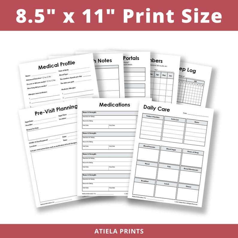 Medical Binder, Health Tracker Printable, Medical Information Digital ...