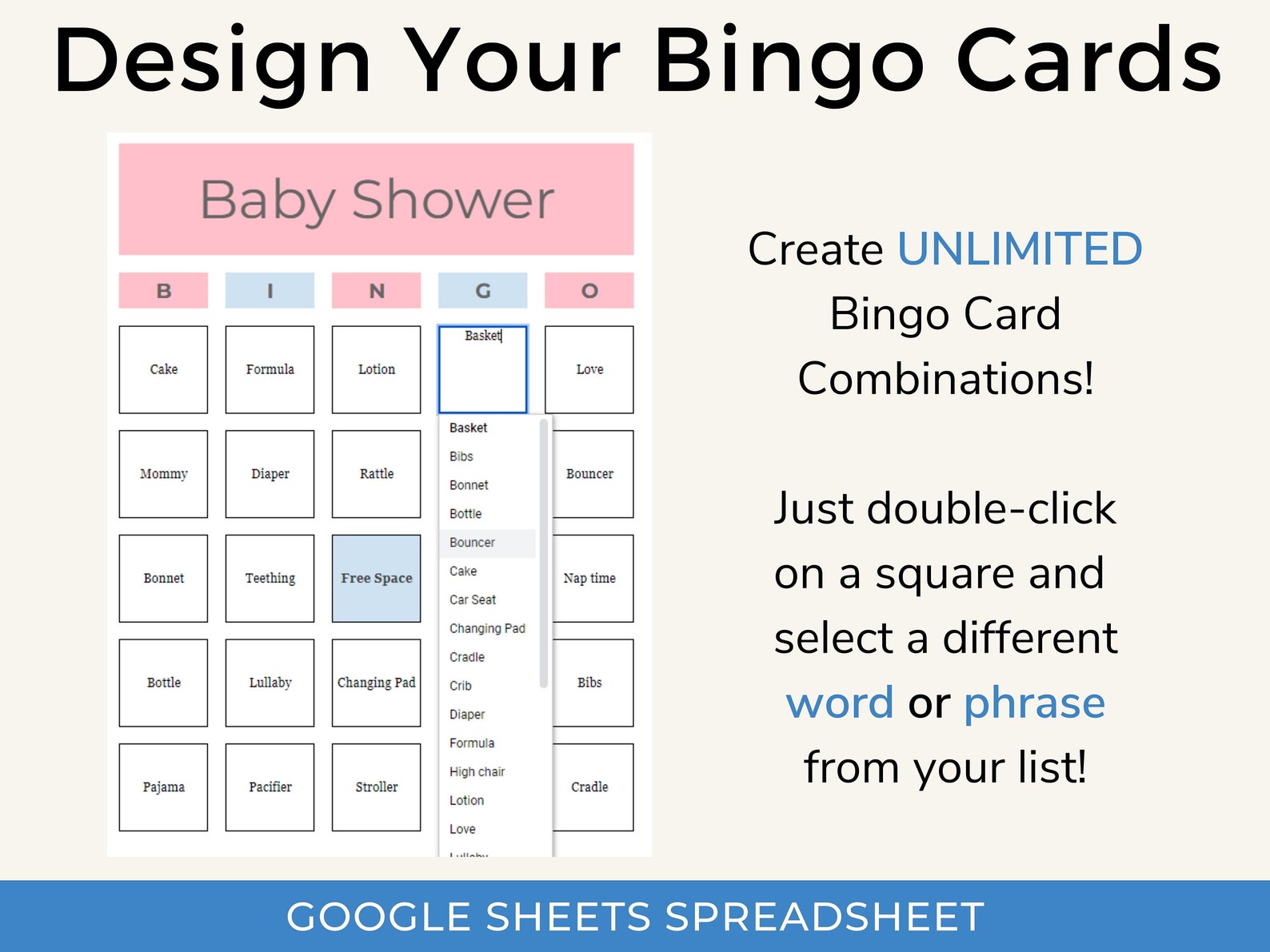 Custom Bingo Card Spreadsheet - Wedding, Bridal Shower, Birthday Party ...