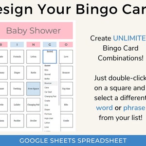 Custom Bingo Card Spreadsheet - Wedding, Bridal Shower, Birthday Party ...