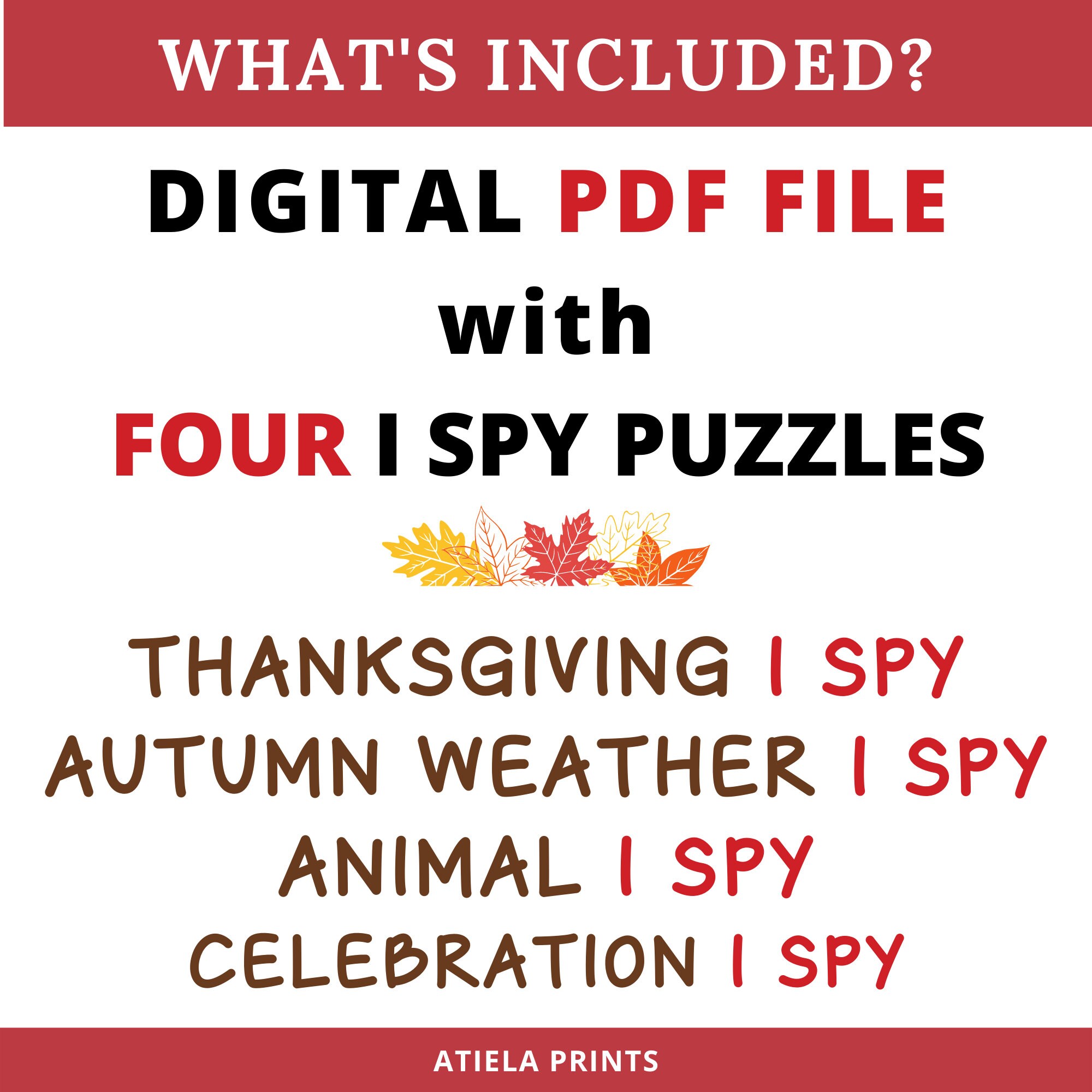 I Spy, Thanksgiving Fall Autumn Printable Pages, Kids Quiet Time ...