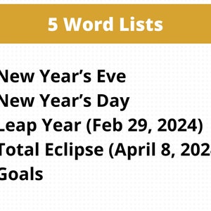 New Years Word Search Puzzles Printable, Party Games, Year 2024 ...