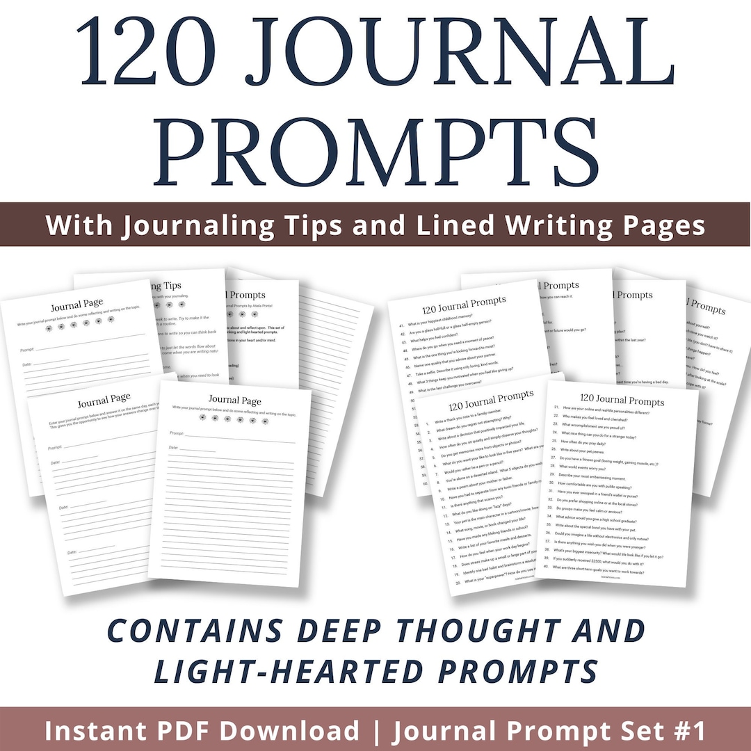 Journal Prompts for Women Printable, 120 Writing Prompts, Digital ...