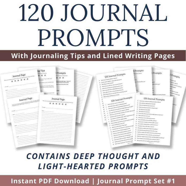 Journal Prompts for Women Printable, 120 Writing Prompts, Digital ...