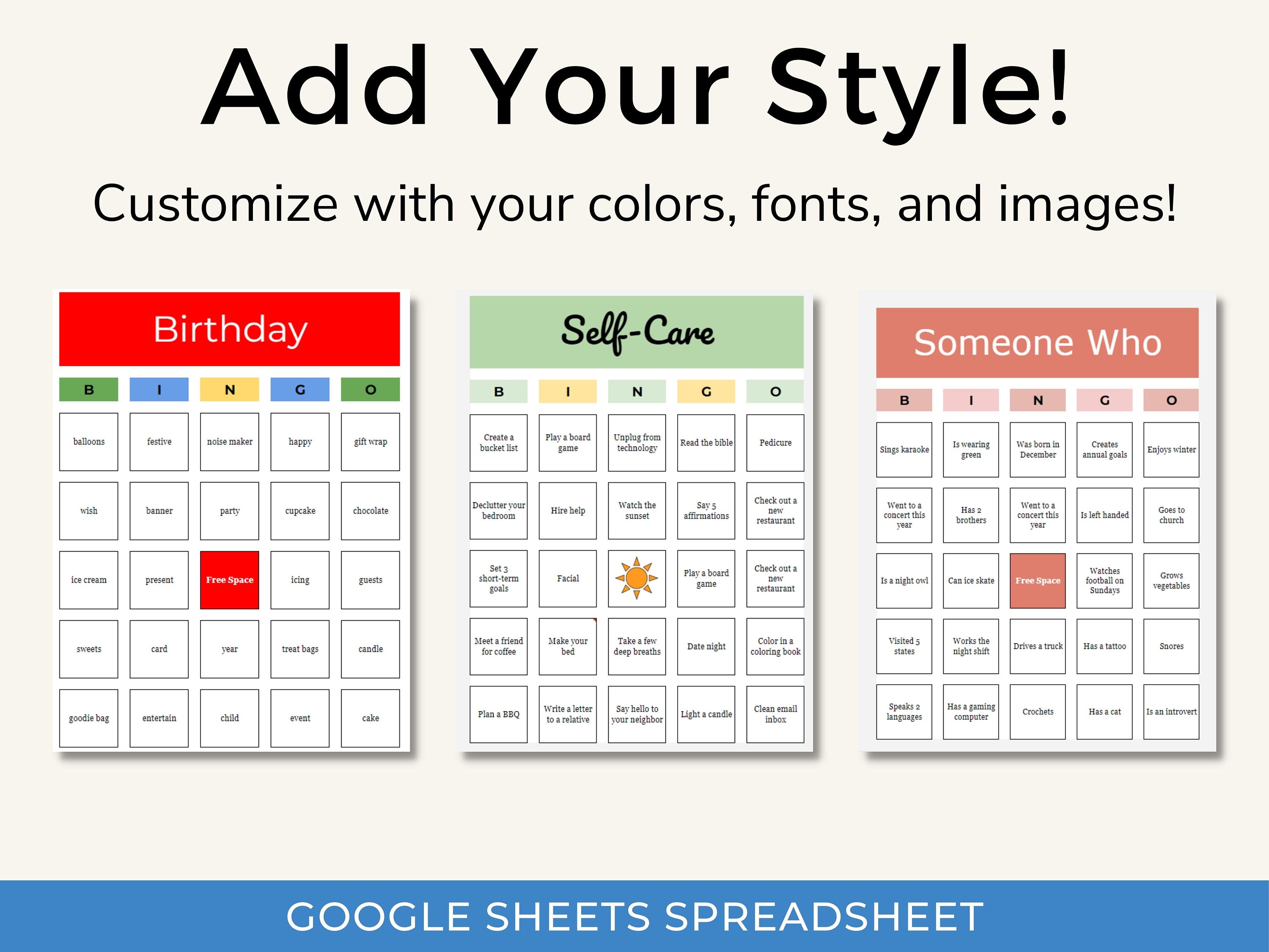 Custom Bingo Card Spreadsheet - Wedding, Bridal Shower, Birthday Party ...