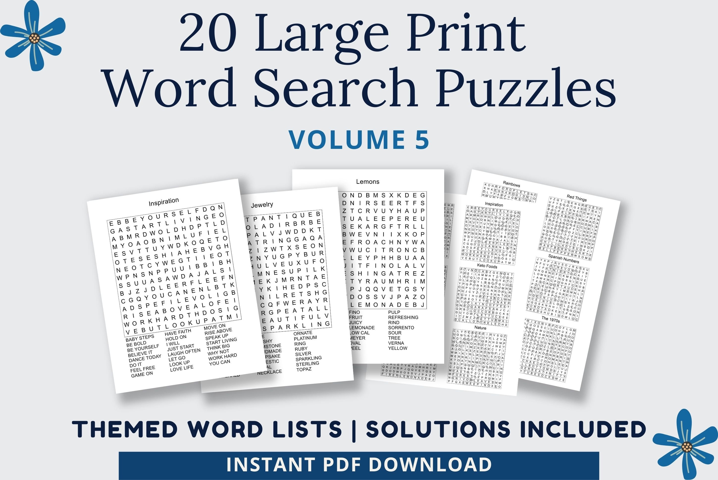 Word Search Printable 20 Word Search Puzzles for Adults - Etsy