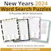 New Years Word Search Puzzles Printable, Party Games, Year 2024 ...