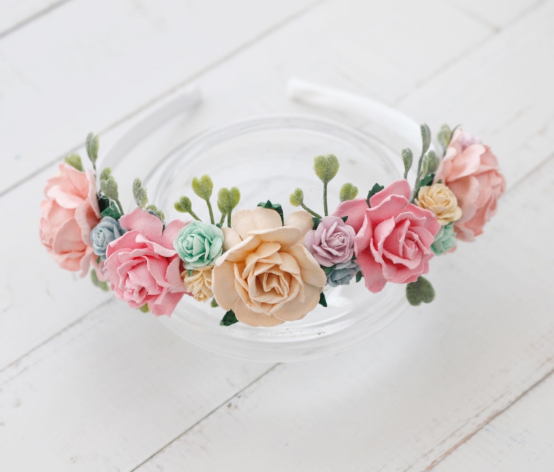 Rainbow Flower Headband , Flower Headband, Flower Girl Headband ...