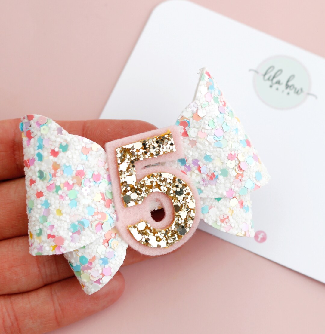 Confetti Birthday Bow: Glitter Number Headband or Clip - Etsy