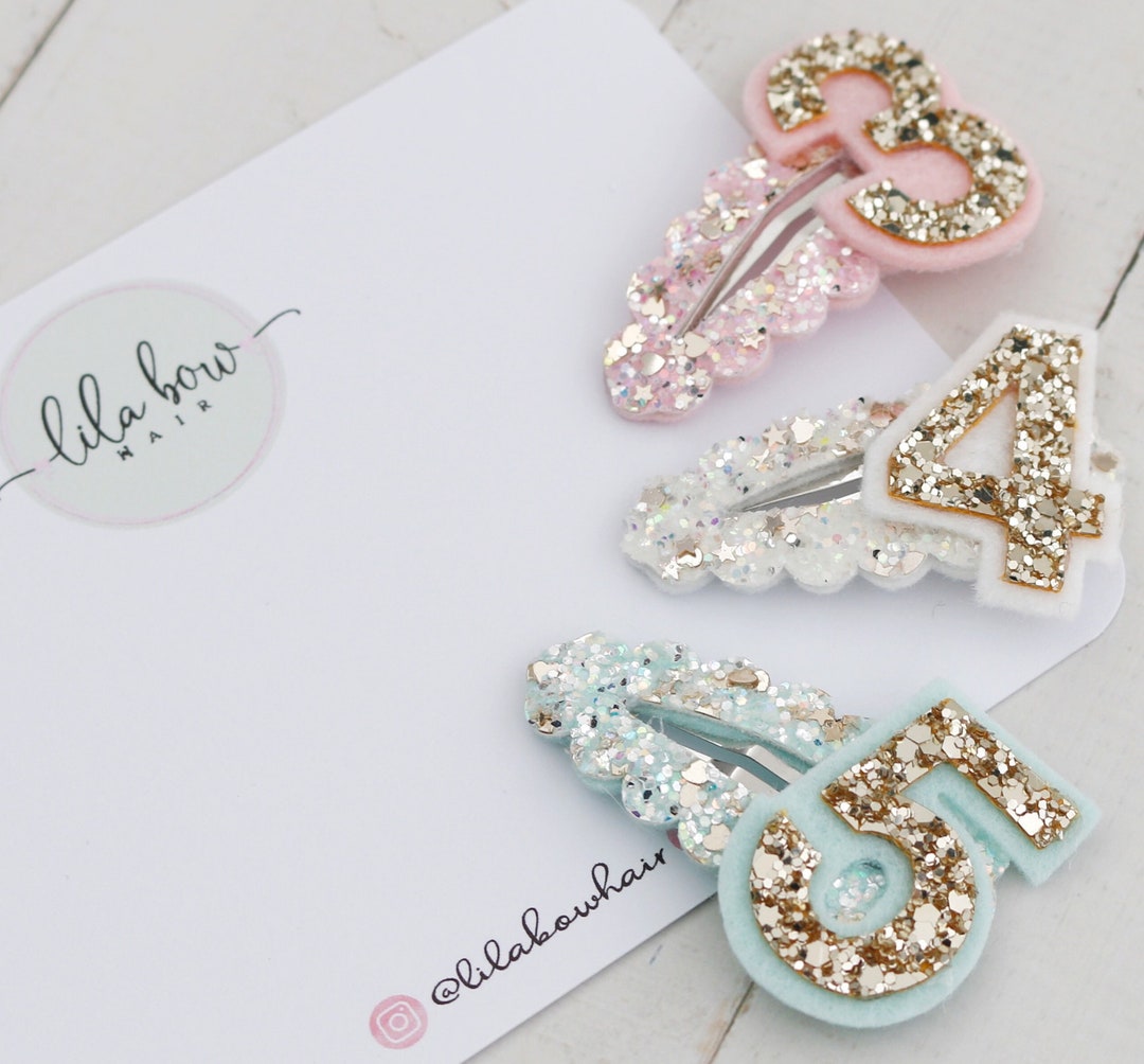 Birthday Hair Clip, Birthday Number Clip, Birthday Hair Bow, Girls Hair ...