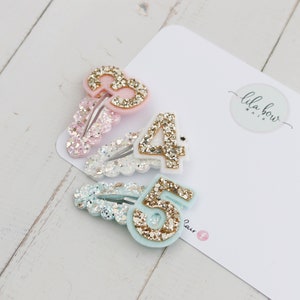 Birthday Hair Clip, Birthday Number Clip, Birthday Hair Bow, Girls Hair ...