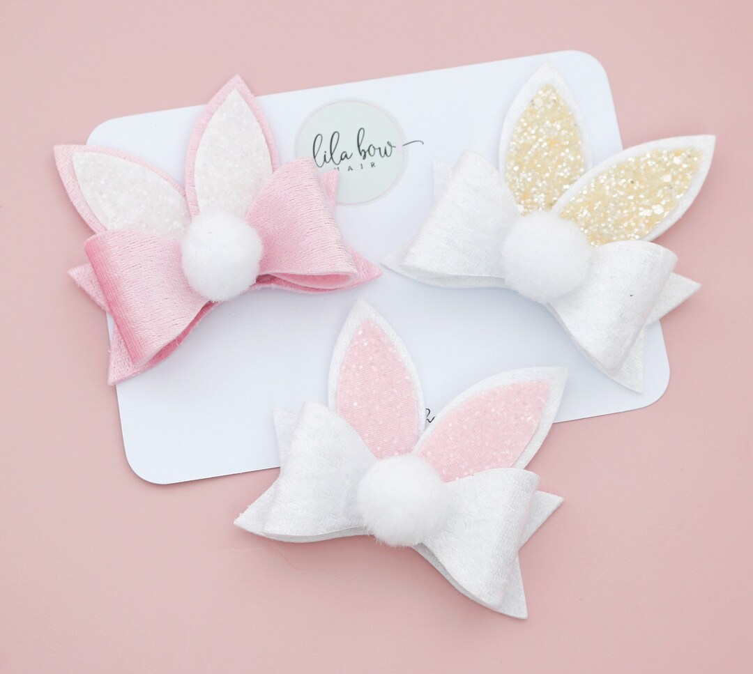 Velvet Baby Bunny Ear Bow, Easter Headband, Bunny Bows, Bunny Ears ...