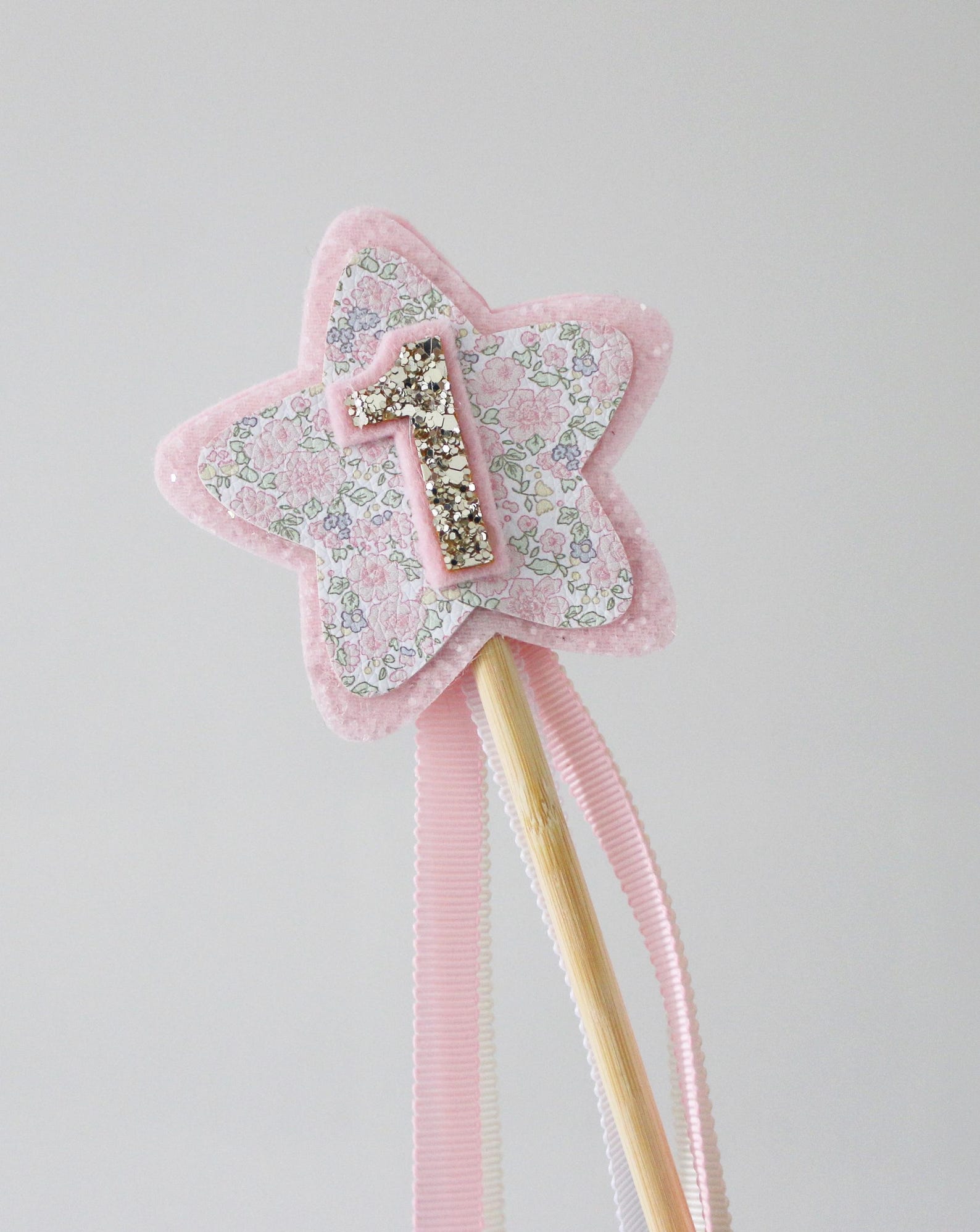 Pink First Birthday Badge, Ditsy Floral Badge and Clip, Birthday Number ...