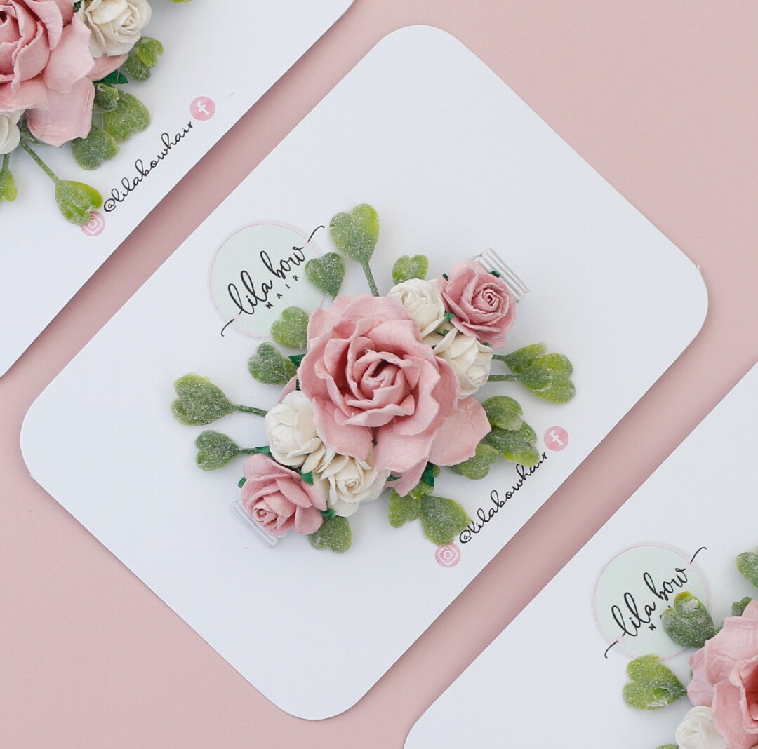 Bridesmaid Flower Clip – Blush Pink Hair Clip, Flower Girl Hairpiece ...