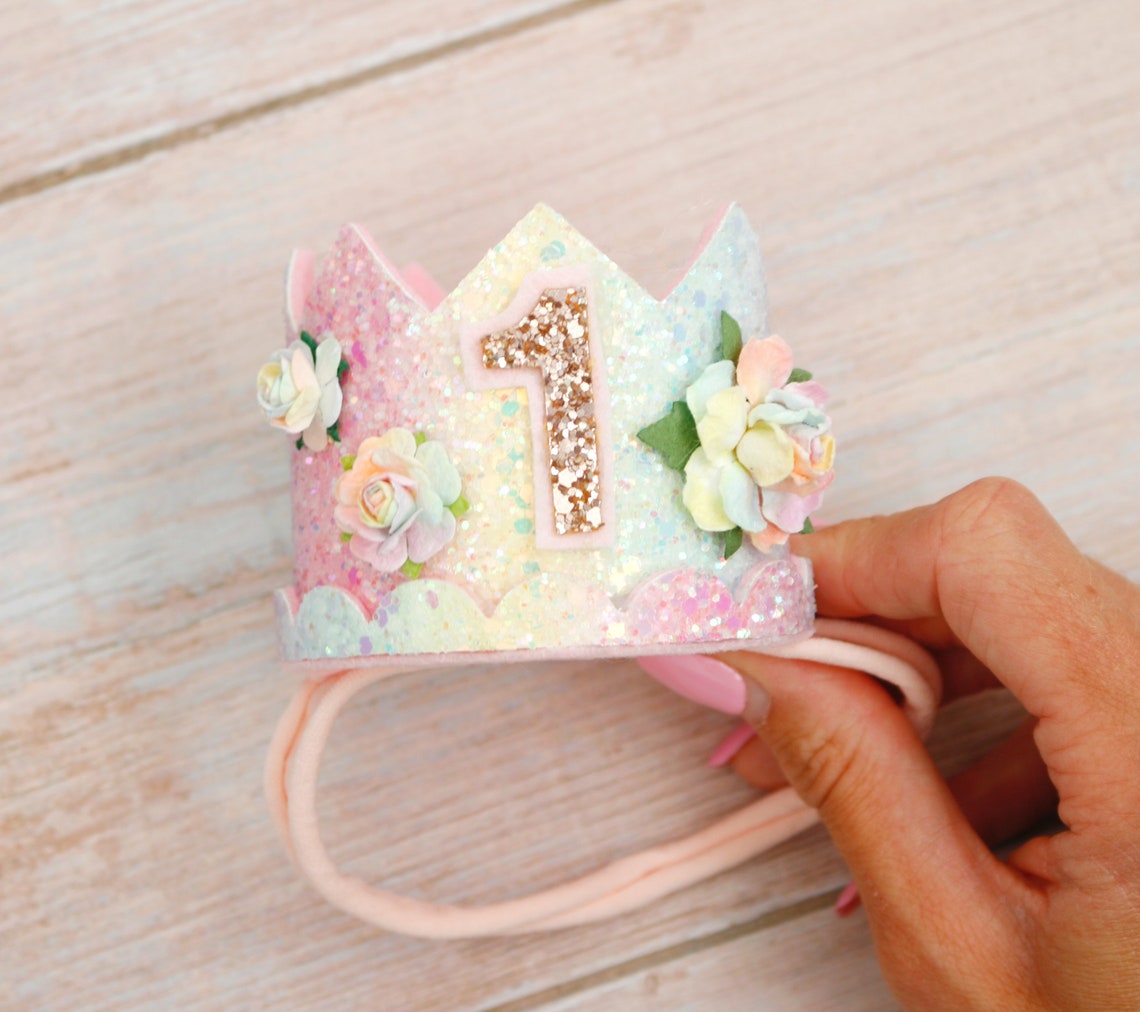 Rainbow Birthday Crown Babys Birthday Crown Cake Smash - Etsy