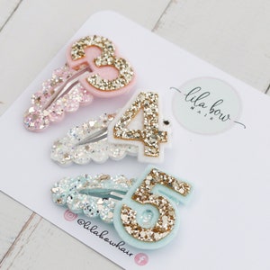 Birthday Hair Clip, Birthday Number Clip, Birthday Hair Bow, Girls Hair ...