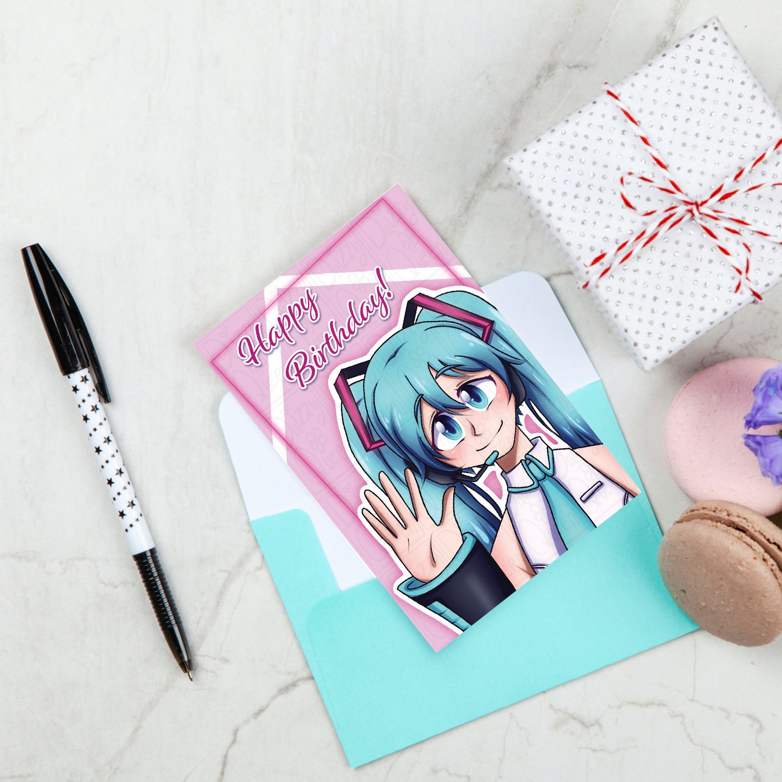 Printable Hatsune Miku CUTE Anime Birthday Card | DIGITAL DOWNLOAD - Etsy