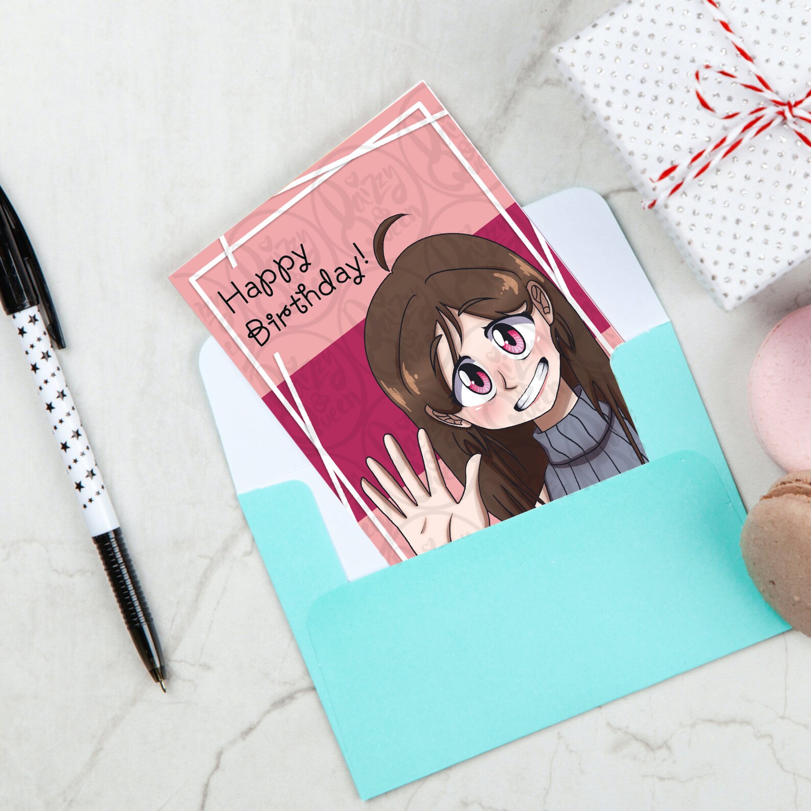 Printable Cute Anime Girl Birthday Card (download and Print) - Etsy