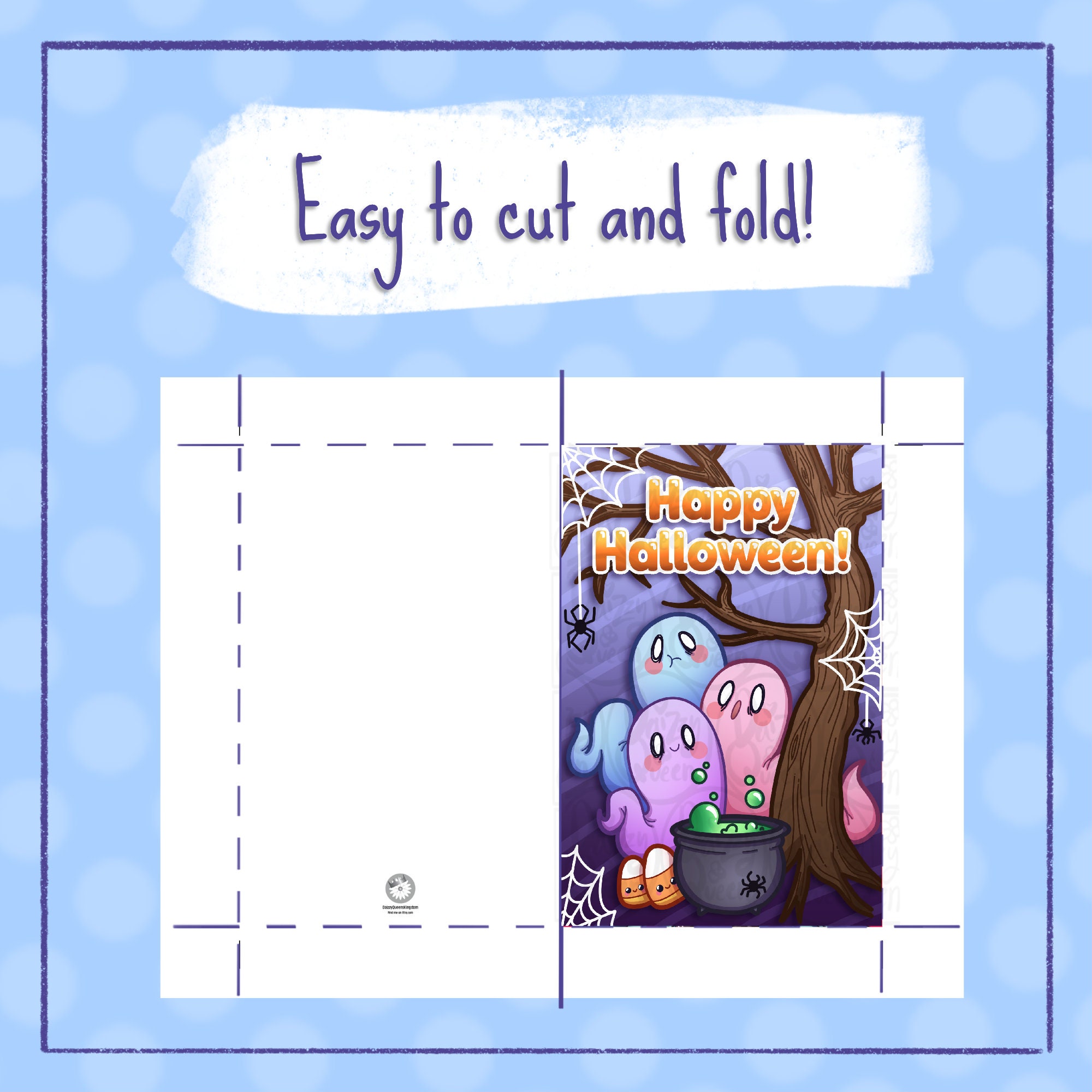 Digital Downloadable Happy Halloween Card cute Ghosts Spooky PRINTABLE ...