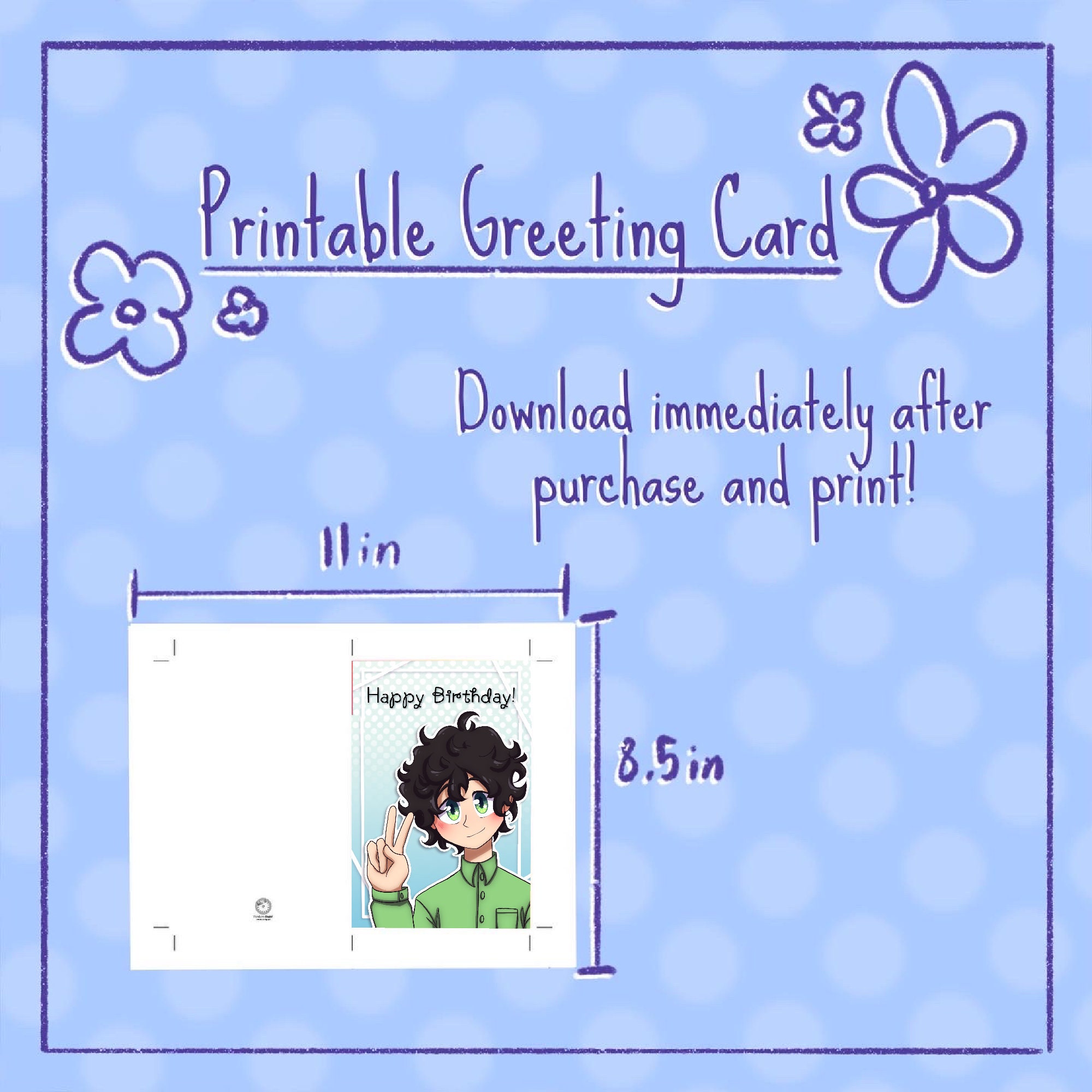 Printable Cute Anime Boy Birthday Card (download and Print) Handmade - Etsy