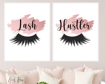 Rose Gold Lash Decor Set of 2 Eyelash Print Makeup Wall | Etsy
