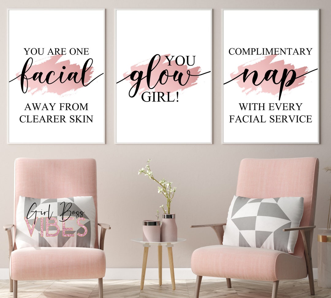 Facial Sign, Esthetician Wall Decor, Printable Wall Art 3pc Set - Etsy