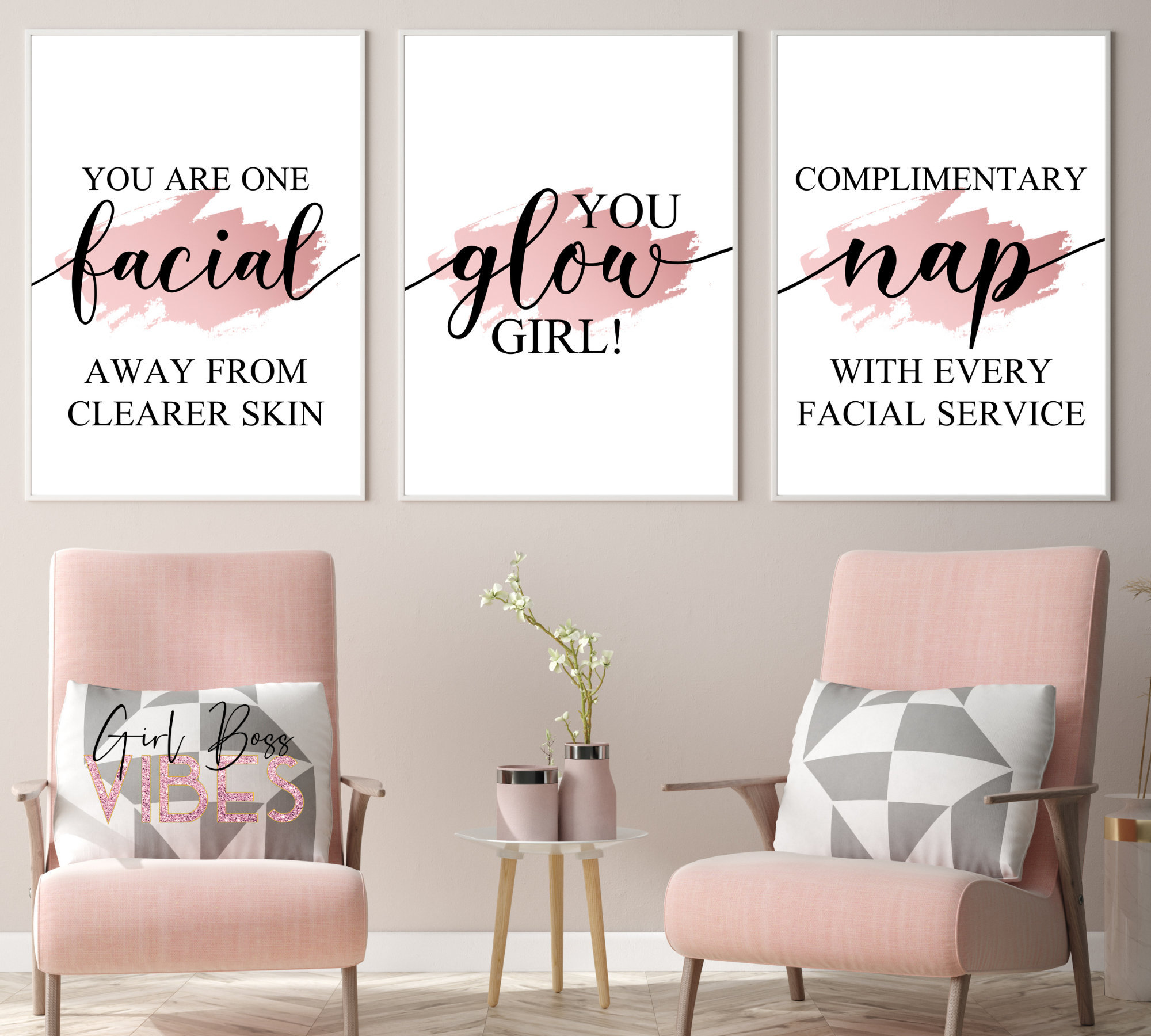 Facial Sign, Esthetician Wall Decor, Printable Wall Art 3pc Set - Etsy