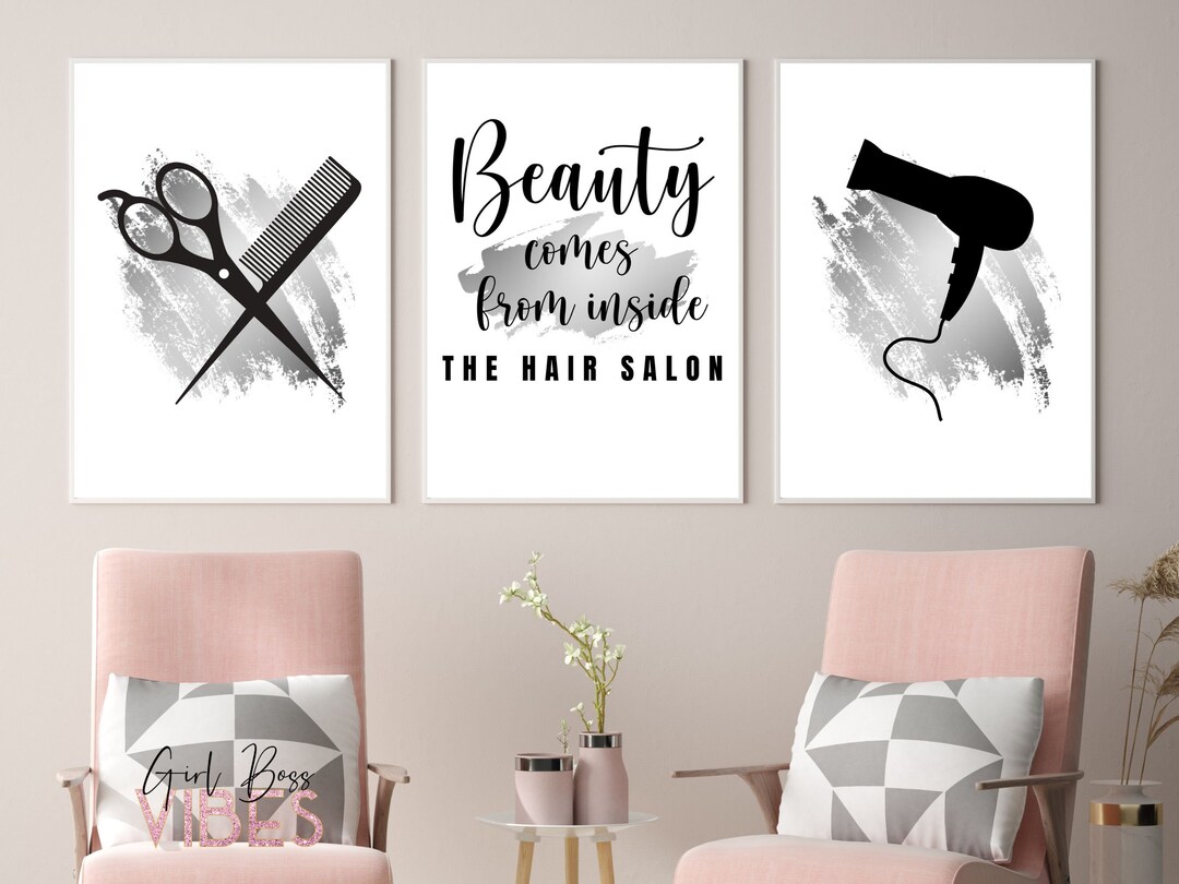 Silver Hair Salon Decor Hairstylist Beauty Salon Decor 3pc - Etsy