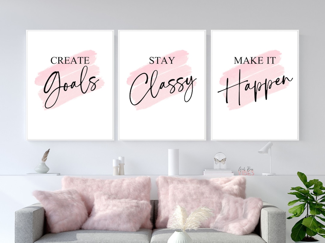 Pink Office Wall Art 3pc Printable Set, Boss Lady, Boss Babe Office ...