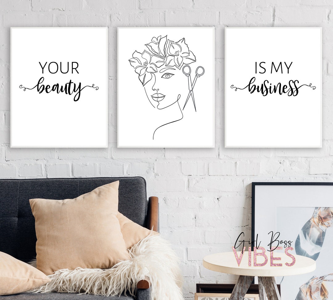 Minimalist Hair Salon Line Art Prints: Beauty Business Decor (digital ...