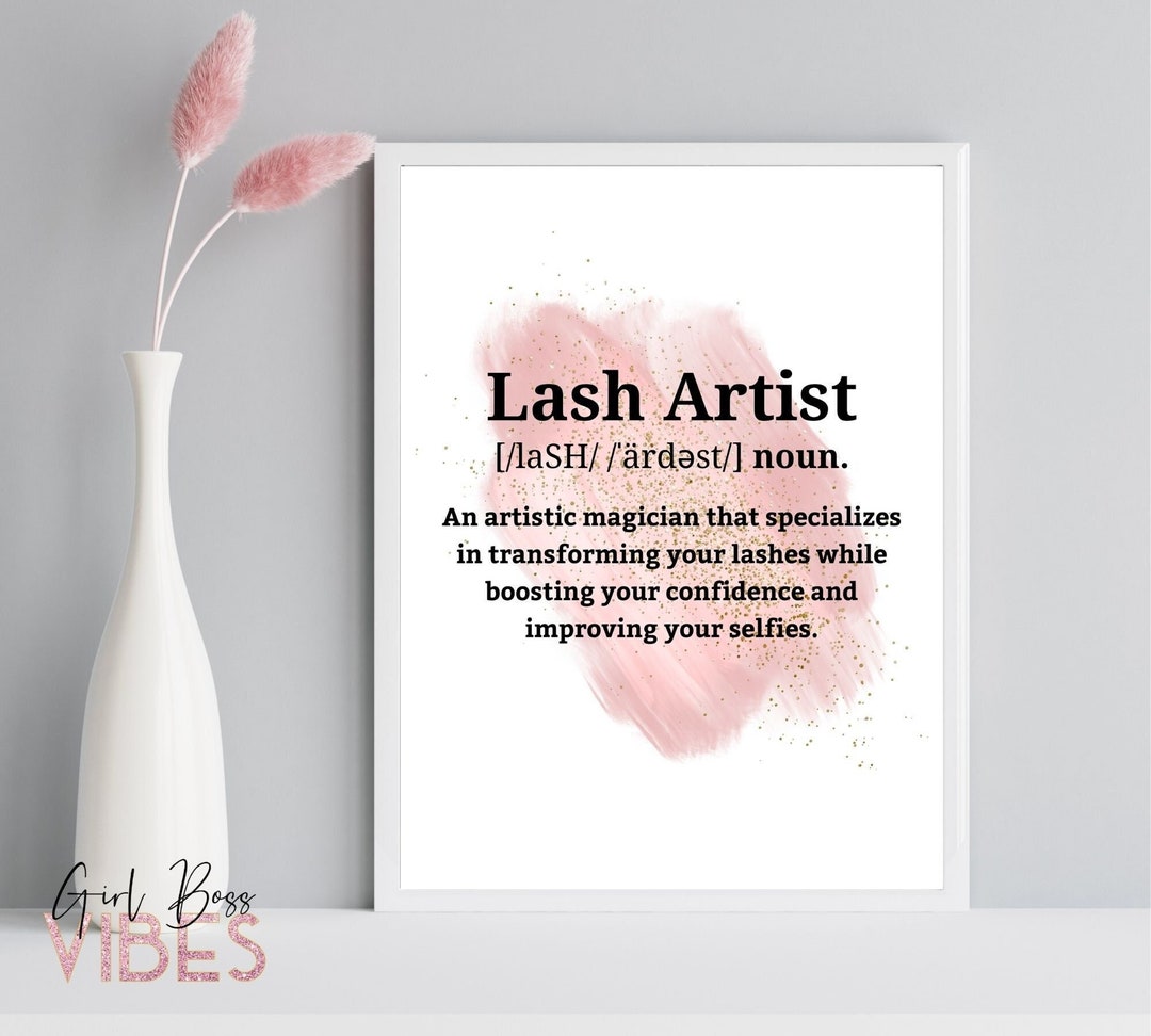 Lash Artist Definition Print, Lash Room Décor, Blush Pink Printable ...