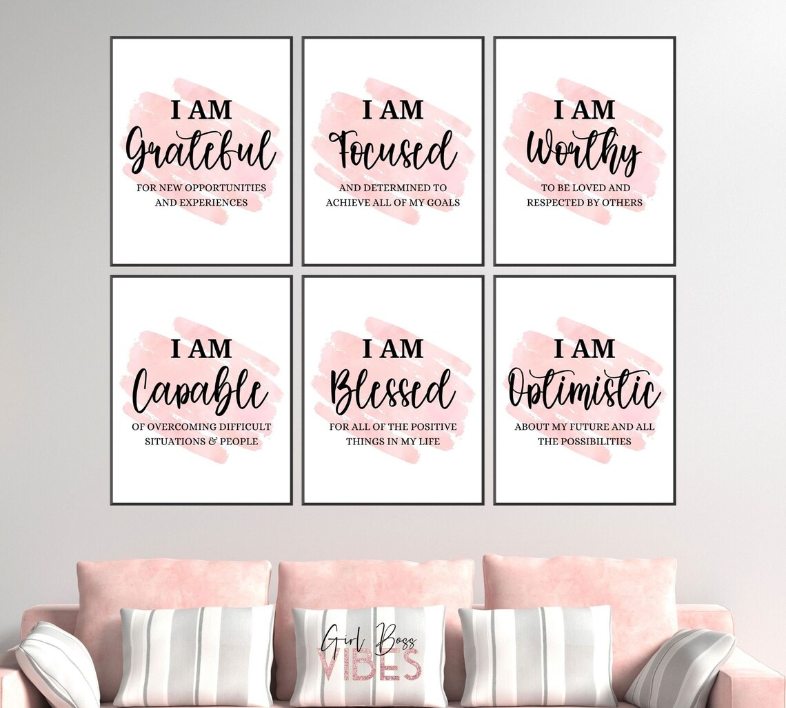 Affirmation Posters Affirmation Wall Art Watercolor Pink 6 - Etsy