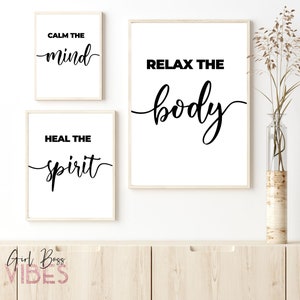 Relax, Calm, Heal, Relax Wall Décor, Massage Therapist, Printable Wall ...